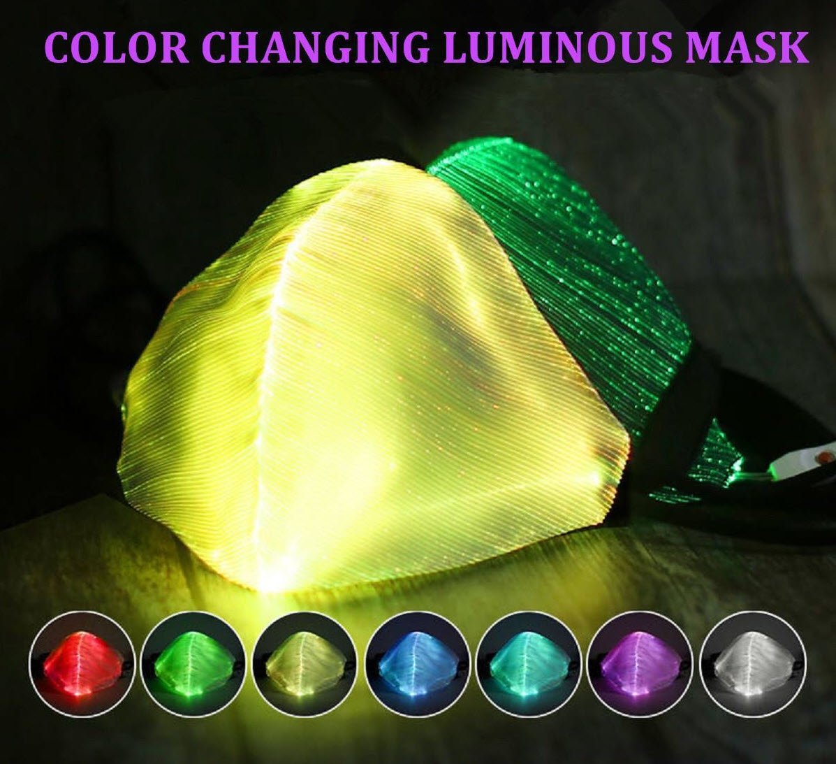 LED Light-Up Glow Mask -With 7 Color Glow Mode! – Connecticut Biotech